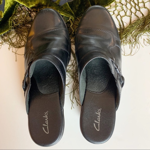 Clarks | Shoes | Clarks Black Leather Clogs | Poshmark